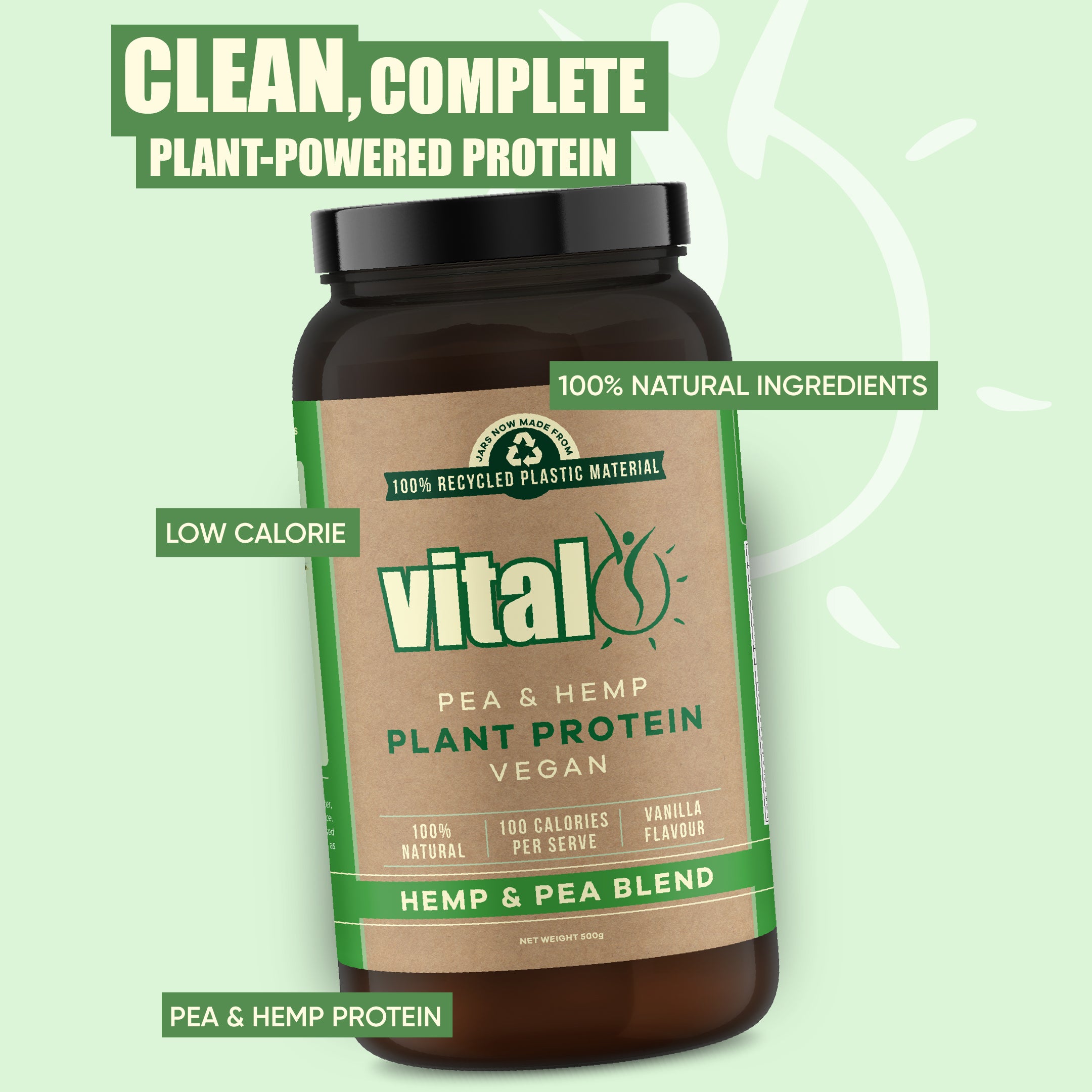 Vital Plant Protein Pea & Hemp Protein Powder Blend 500G – Vital ...