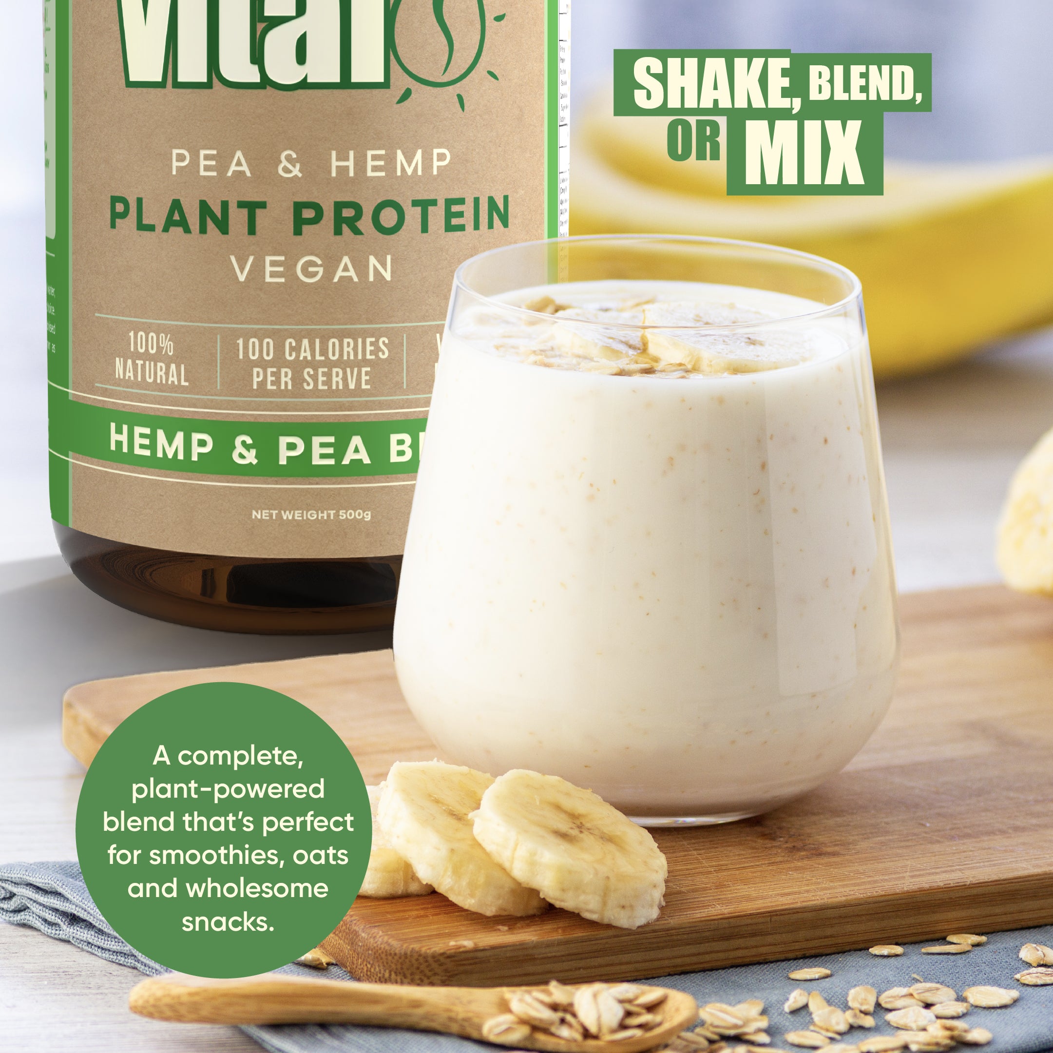 Vital Plant Protein Pea & Hemp Protein Powder Blend 500G – Vital ...